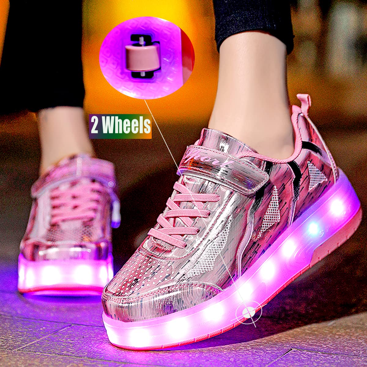 Snapklik.com : USB Chargable LED Light Up Roller Shoes Wheeled Skate ...