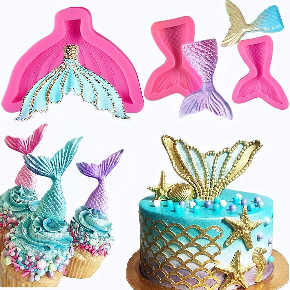 Amazon.com: JeVenis 3D Big Mermaid Tail Mold Mermaid Silicone Fondant ...