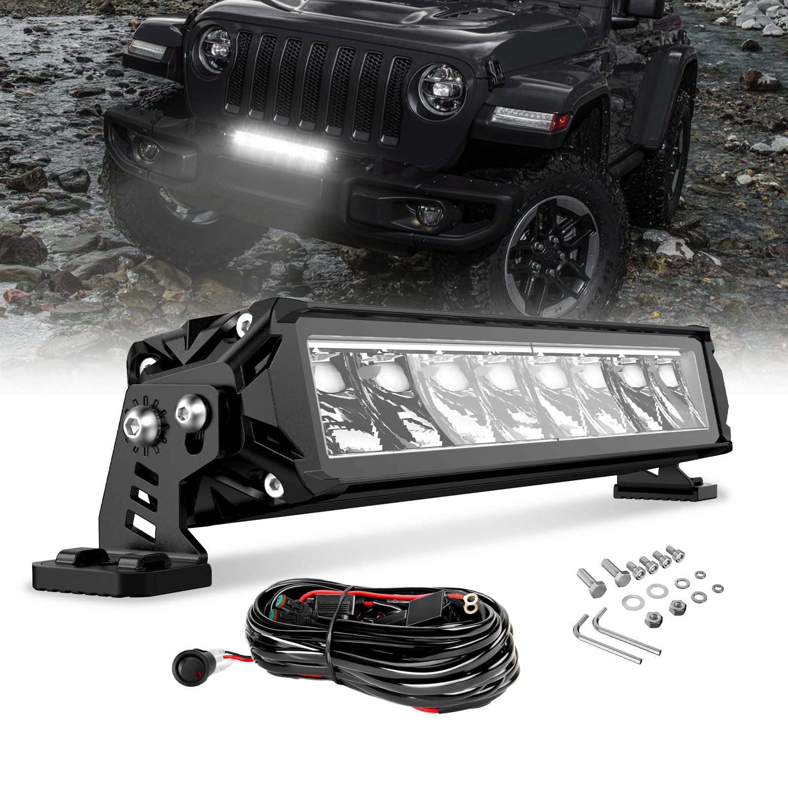 Snapklik.com : 12 Inch LED Light Bar, Spot Flood Combo Single Row Light ...