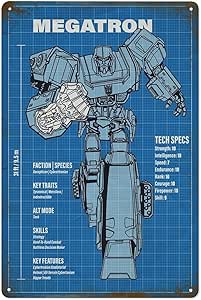 Amazon.com: Megatron Schematics Metal Tin Sign Poster 8"×12" Painting ...