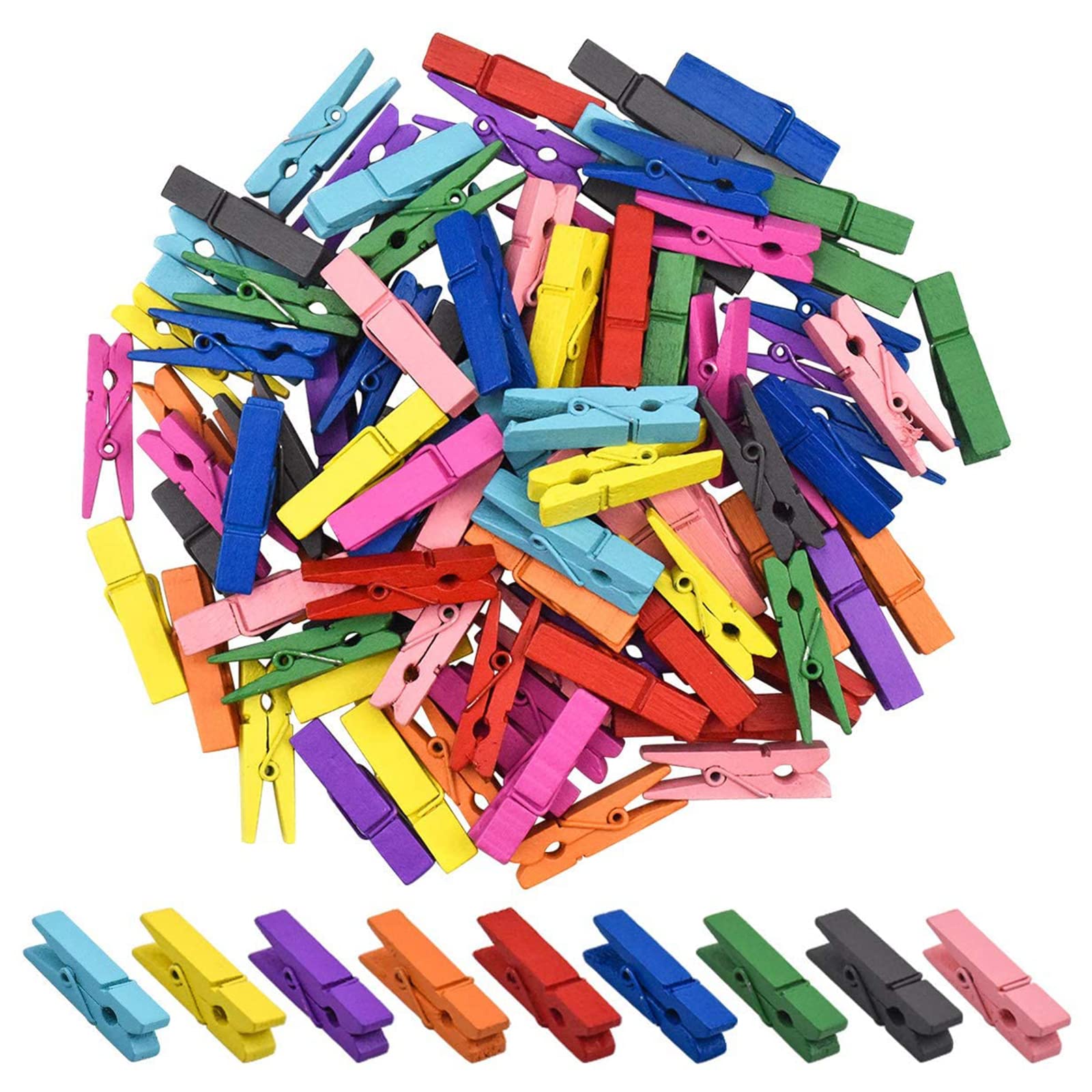Colorful Natural Wooden Small Clips,100 Pcs Clothespins Photo Clips for ...