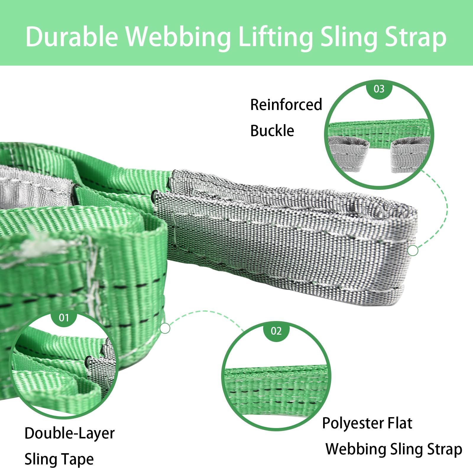 Snapklik.com : Lifting Sling Strap Heavy Duty Polyester 1000KG/1 Ton ...