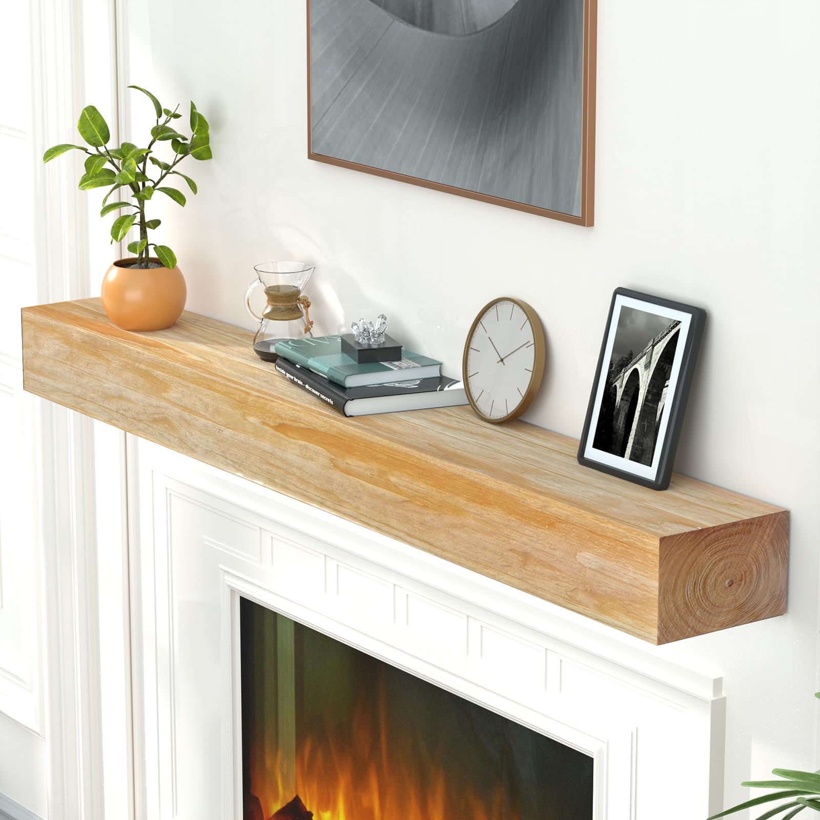 Amazon.com: Dogberry Collections Rustic Mantel Shelf, 60 in, Aged Oak ...