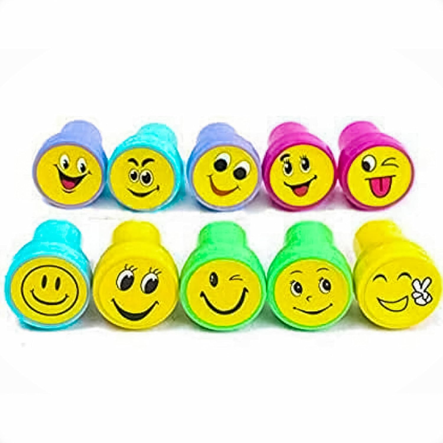 Emoji Stamp Pack of 10 Smile Design Face Stamps Toys for Kids : Amazon ...