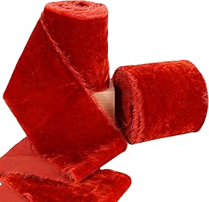 Amazon.com: RIBBOOO 2 Rolls Rust Red Velvet Ribbon 3 Inch Handmade ...