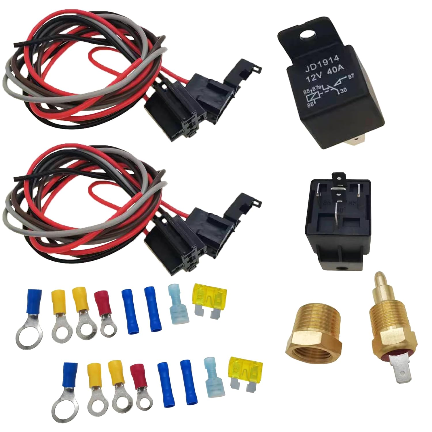 Amazon.com: Electric Cooling Fan Thermostat Kit Electric Fan Relay Kit ...