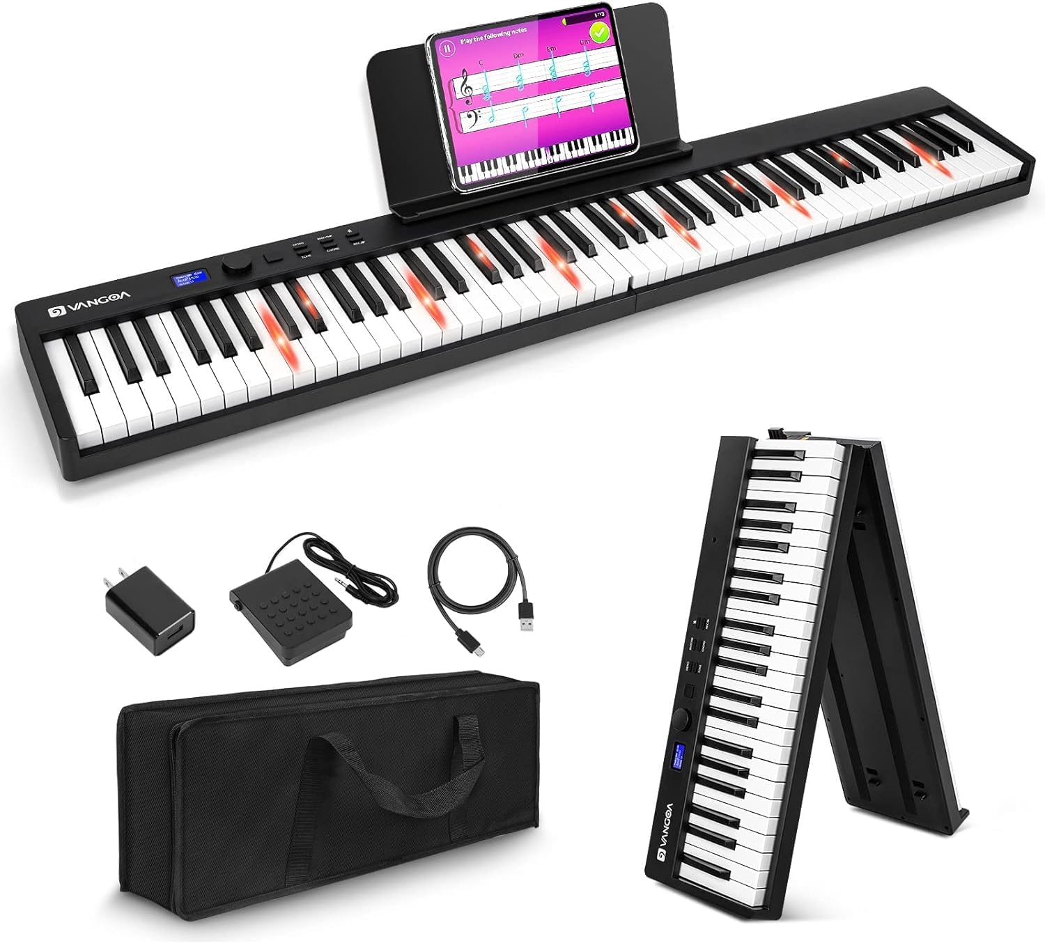 Amazon.com: Folding Piano, Portable 88 Key Full Size Foldable Keyboard ...
