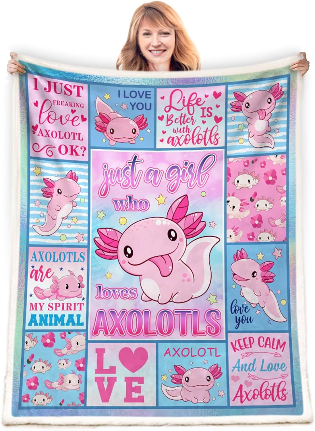Amazon.com: NTMANON Axolotl Blanket,Axolotl Gifts for Girls,Gifts for ...