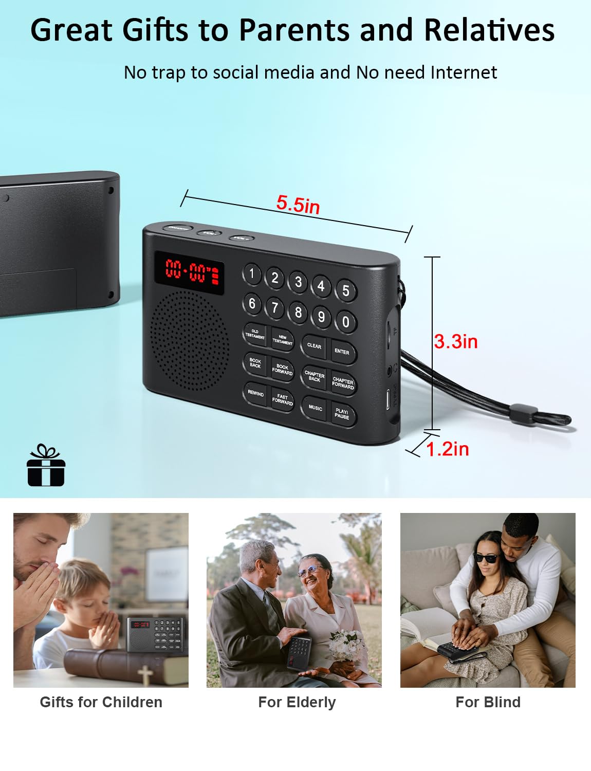 Snapklik.com : iGuerburn KJV Audio Bible Player For Seniors, Electronic ...