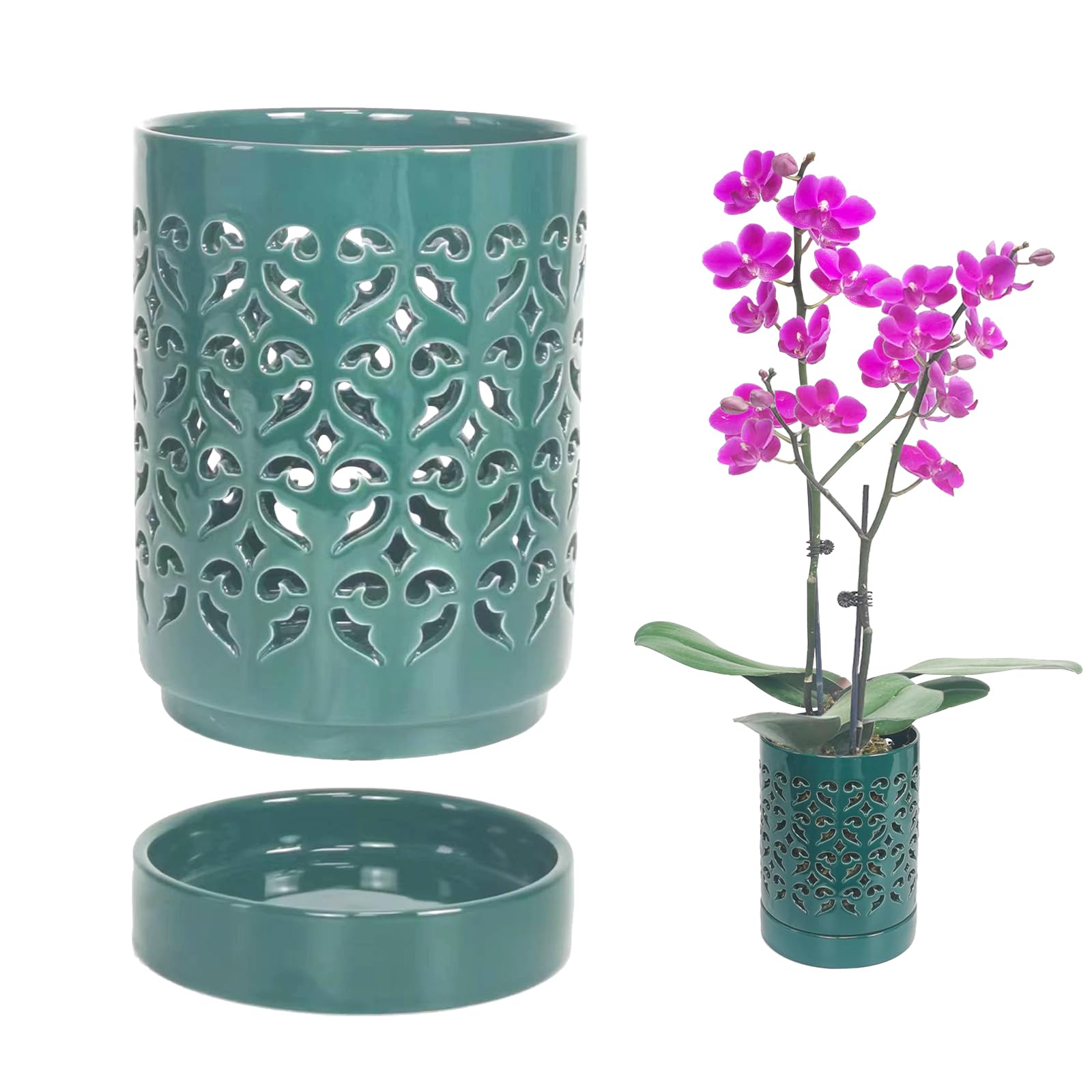 Amazon.com: pavtner Ceramic Orchid Pot 4 Inch, Orchid Pots with Holes ...