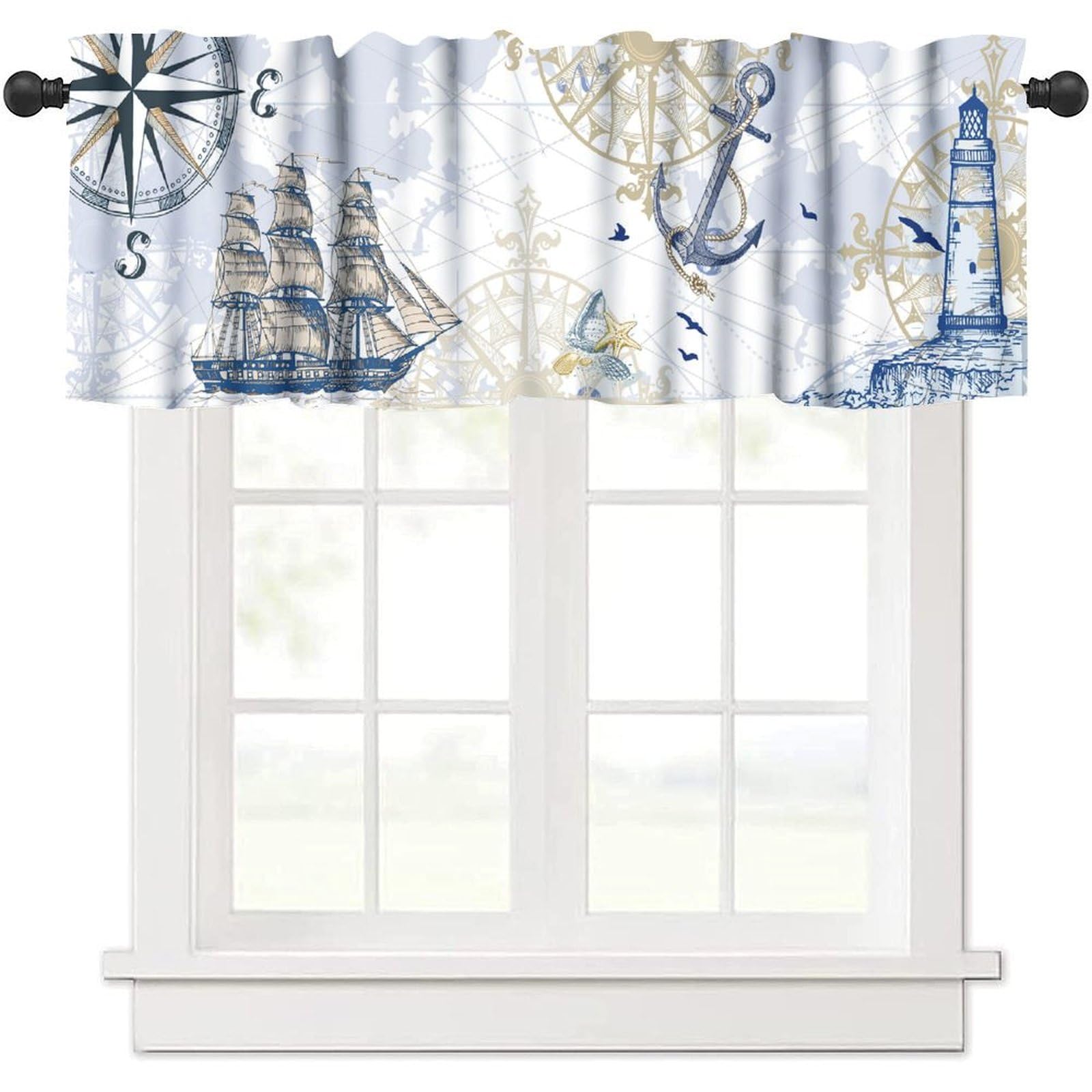 Amazon.com: SHElifestyle Nautical Window Curtain Valance Rustic Vintage ...