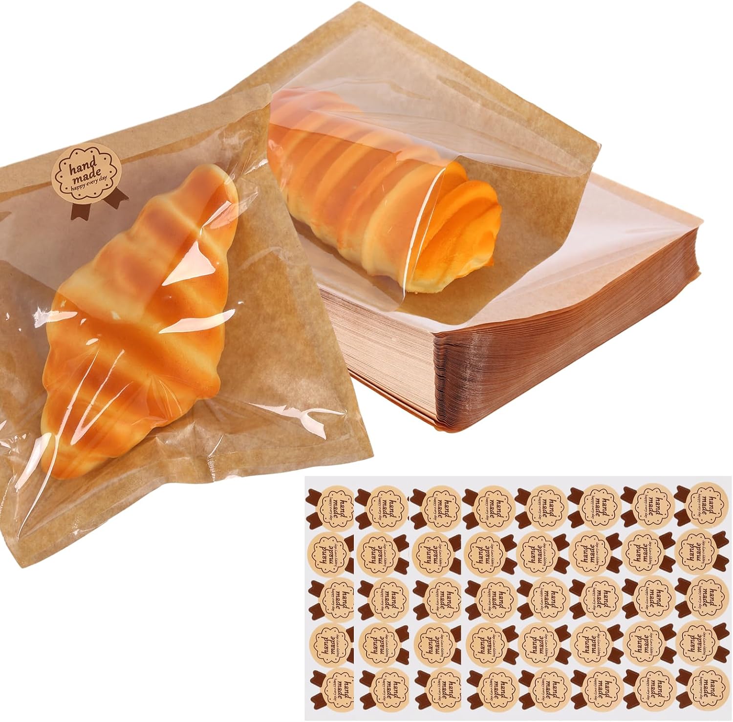 Amazon.com: 100Pcs Kraft Paper Sandwich Bags Reusable Food Lunch Bags ...