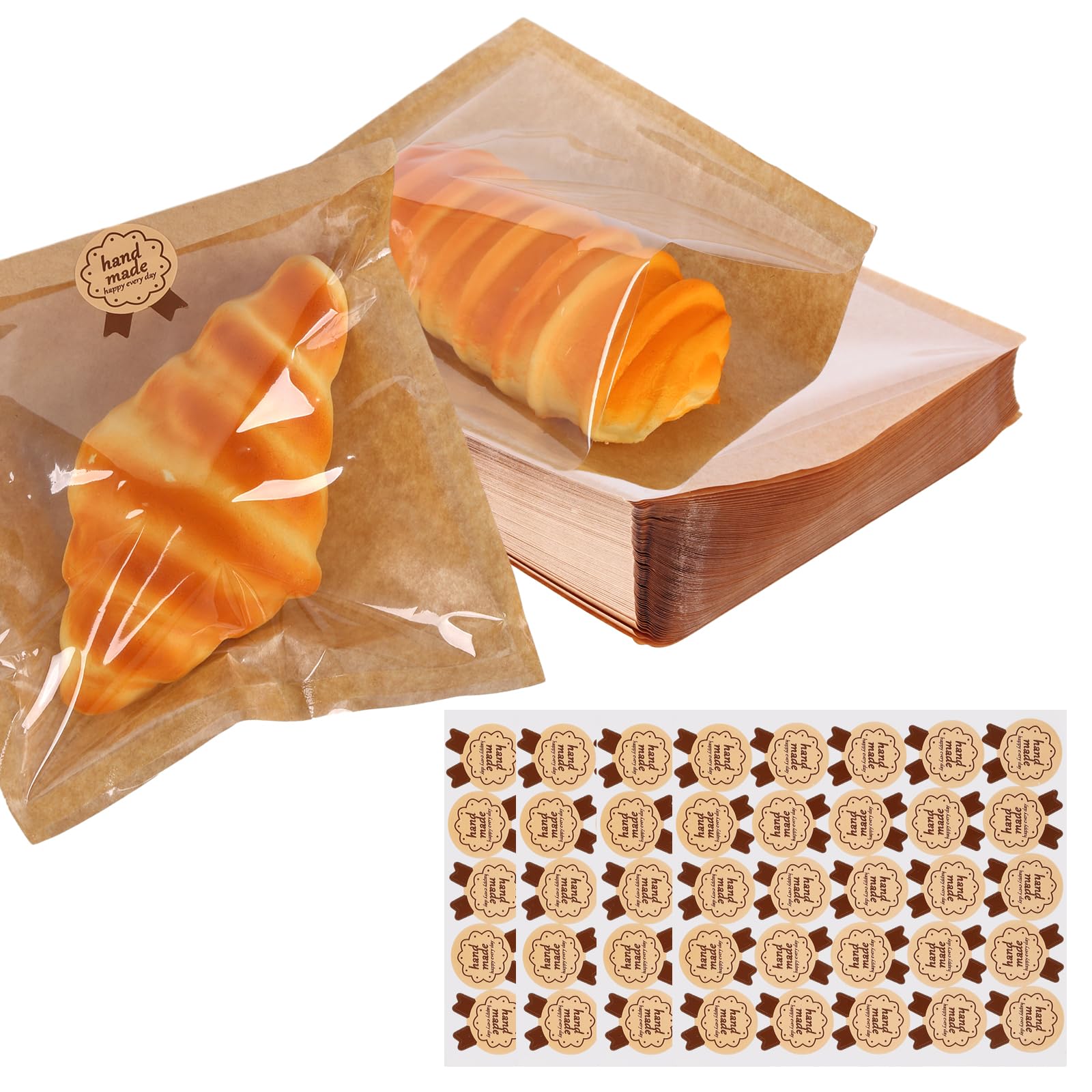 100Pcs Kraft Paper Sandwich Bags Reusable Food Lunch Bags Heat Sealable ...