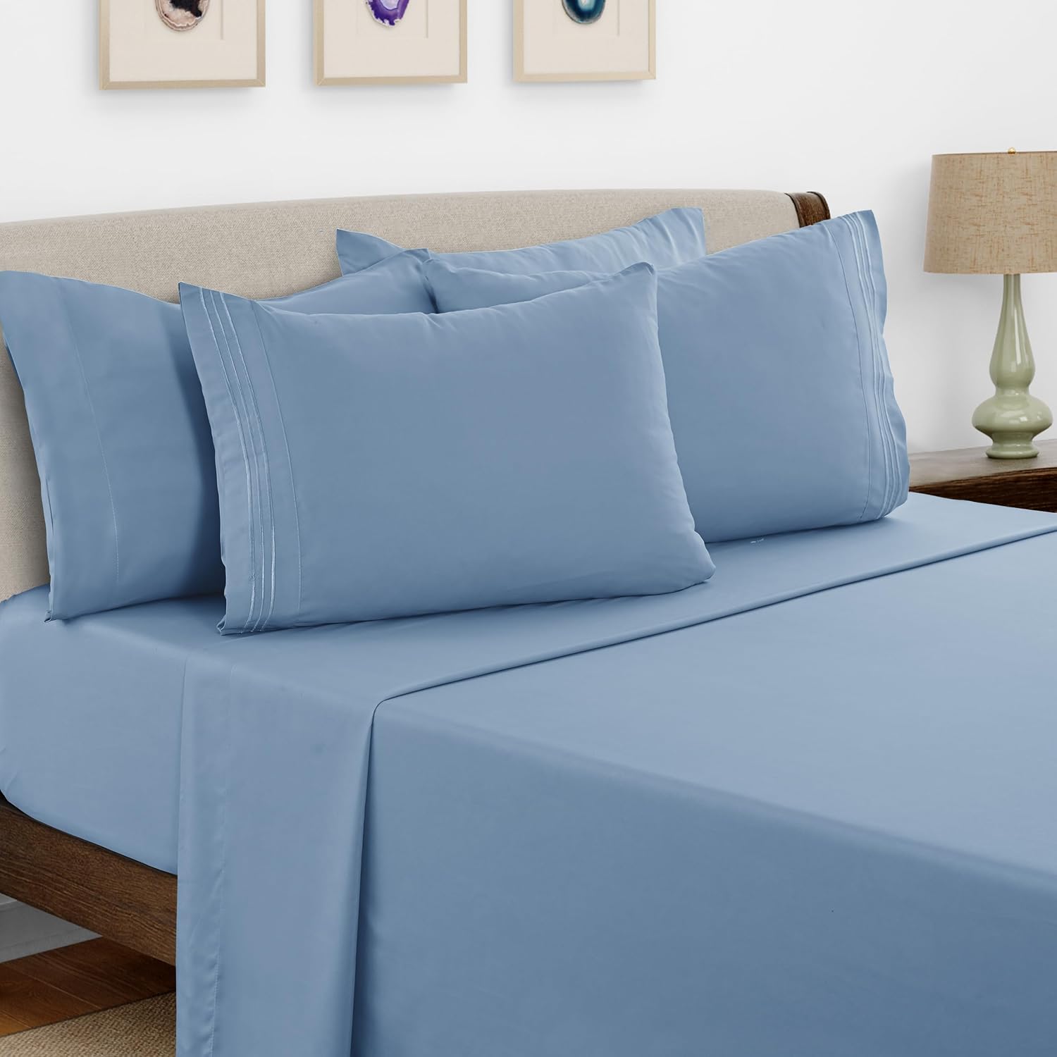 Amazon.com: Lux Decor Full Sheet Set - 6 PC Brushed Microfiber Bed ...
