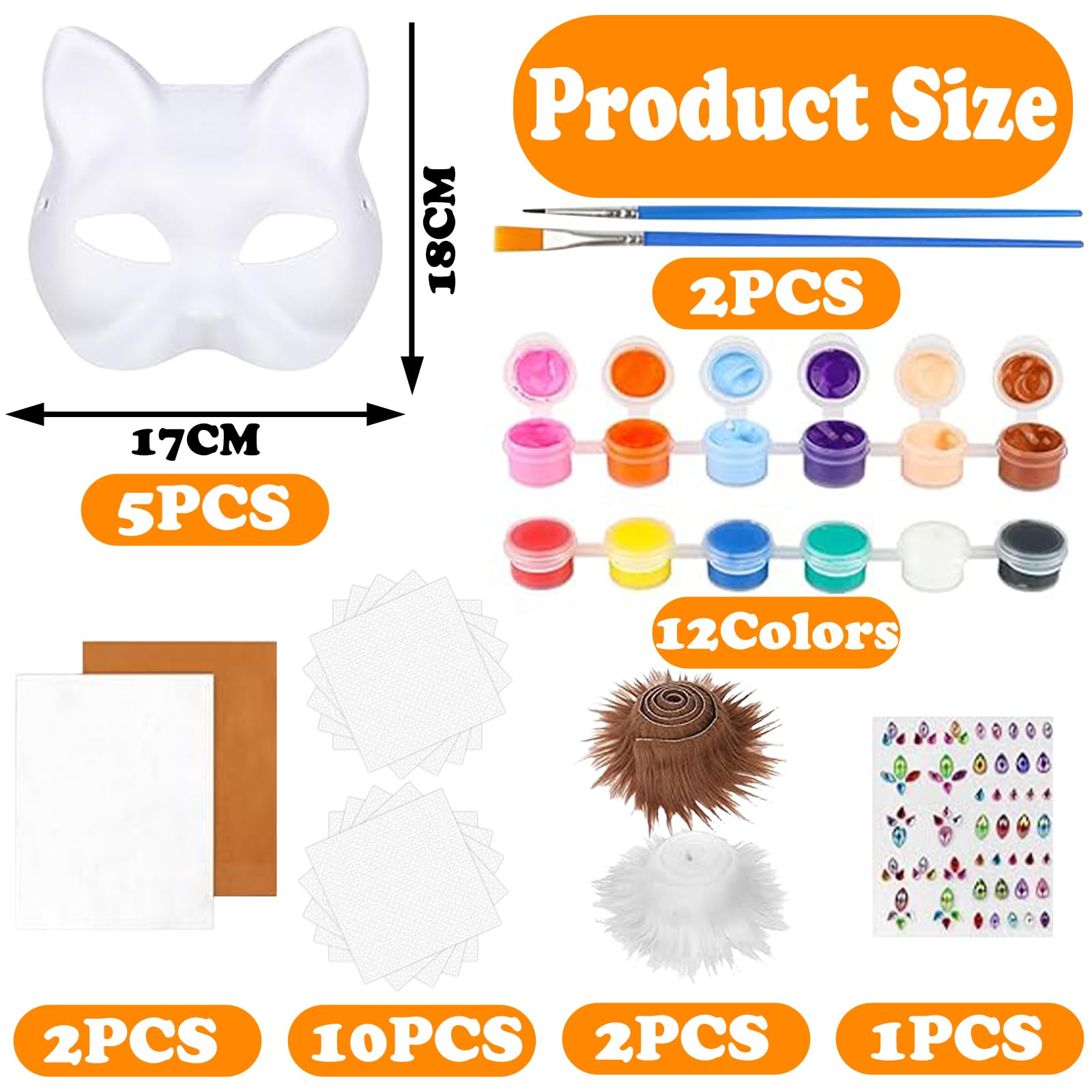 Cat Mask, Therian Mask, 23 PCS DIY Blank Fox Cat Mask, Felt Fabric ...
