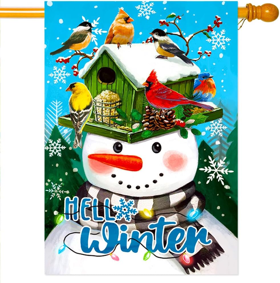 Amazon.com : FUYUCHEN Winter House Flag 28 x 40 Inch Double Sided Pine ...