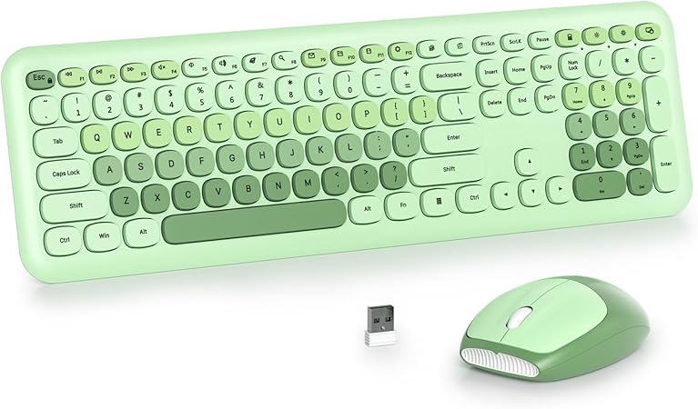Amazon.com: iRoboosta Light Green Wireless Keyboard and Mouse Combo Set ...