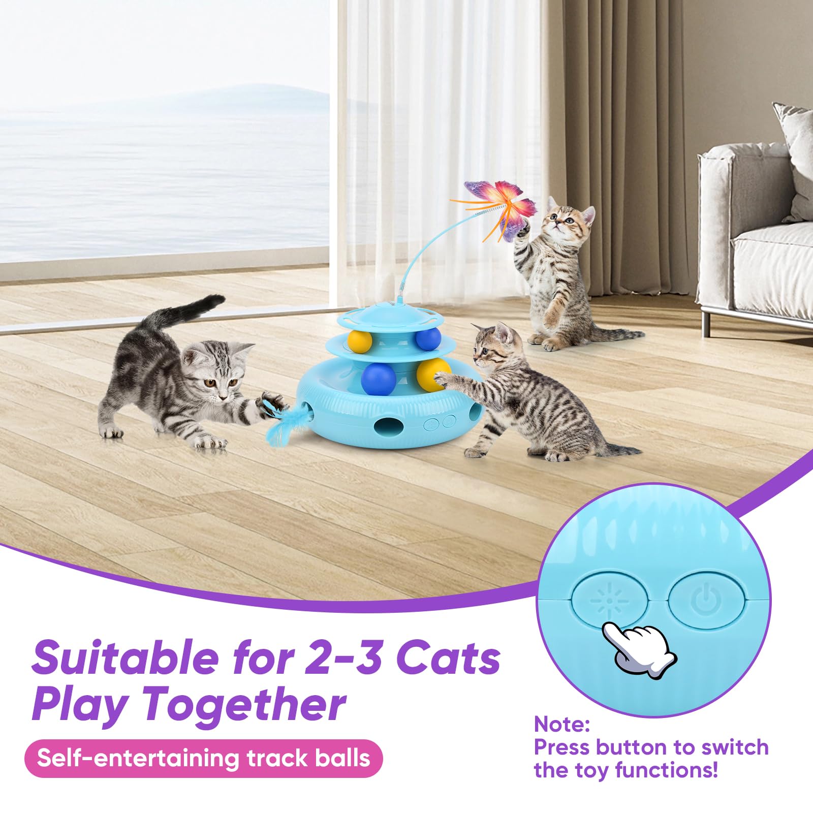 3-in-1 Interactive Cat Toys, Automatic Boredom Relief Kitten Toys ...