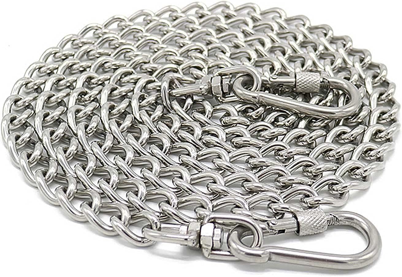 HYIKOW Chew-Resistant Metal Dog Chain Lead, Chrome-Plated Metal Lead ...