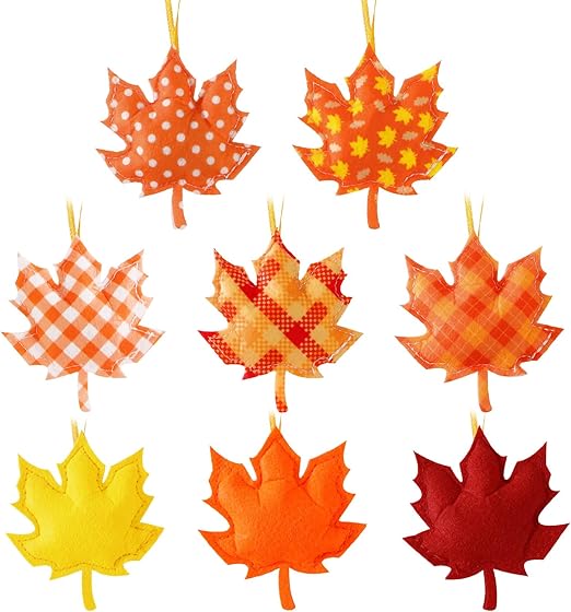 Amazon.com: 8pcs Fall Ornaments for Mini Tree Thanksgiving Felt Maple ...