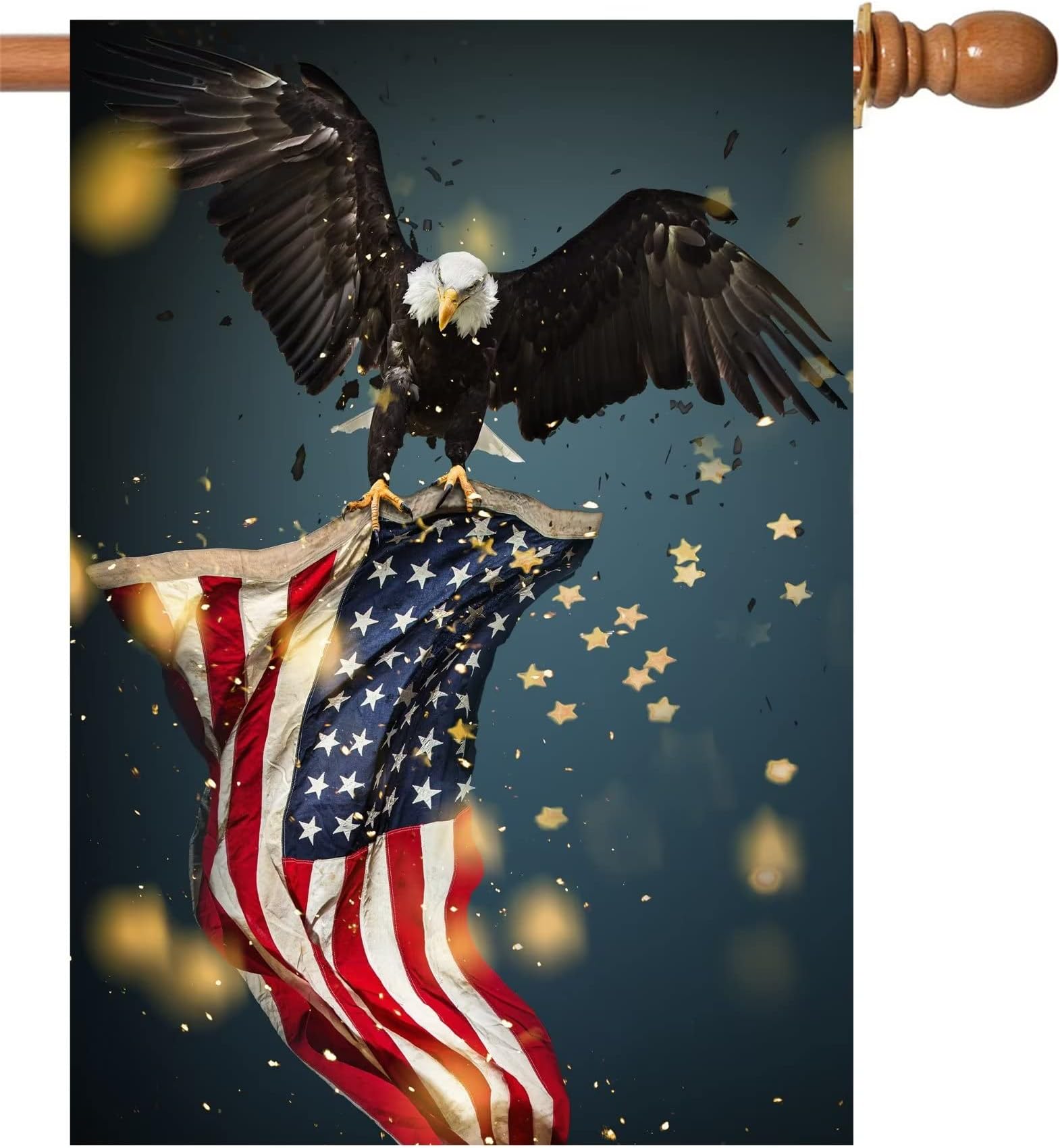 Amazon.com : pingpi Eagle on American Flag Double Sided Burlap Garden ...