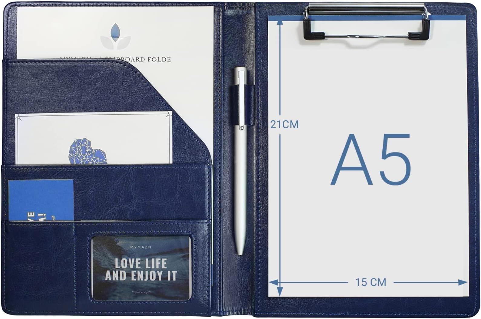 A5 Clipboard Folder with Pen Holder, PU Leather Conference Folder ...