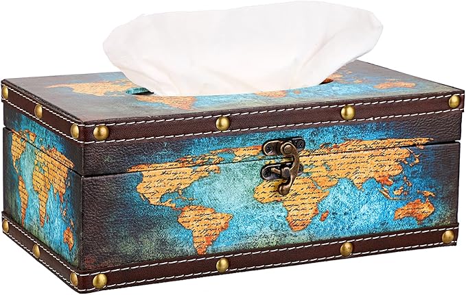 Amazon.com: Sumnacon Tissue Box Cover Rectangle Wooden Tissue Box with ...