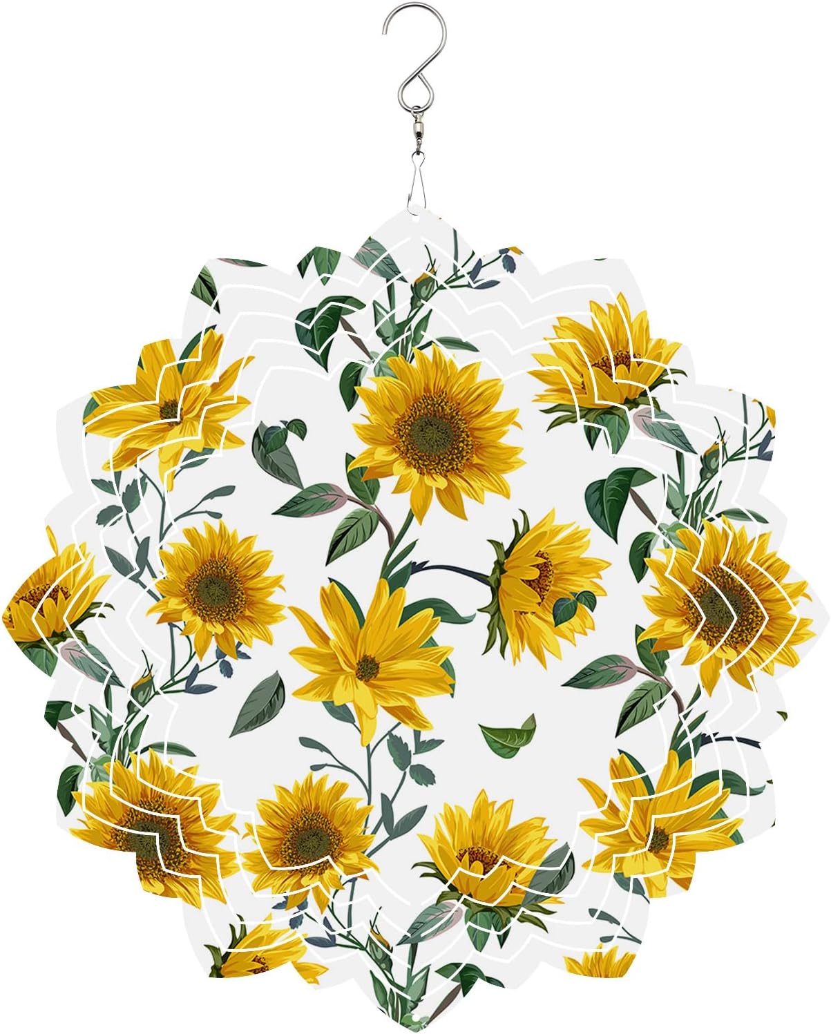 Amazon.com: Hanging Wind Spinners Outdoor Sunflower White 3D Lotus ...
