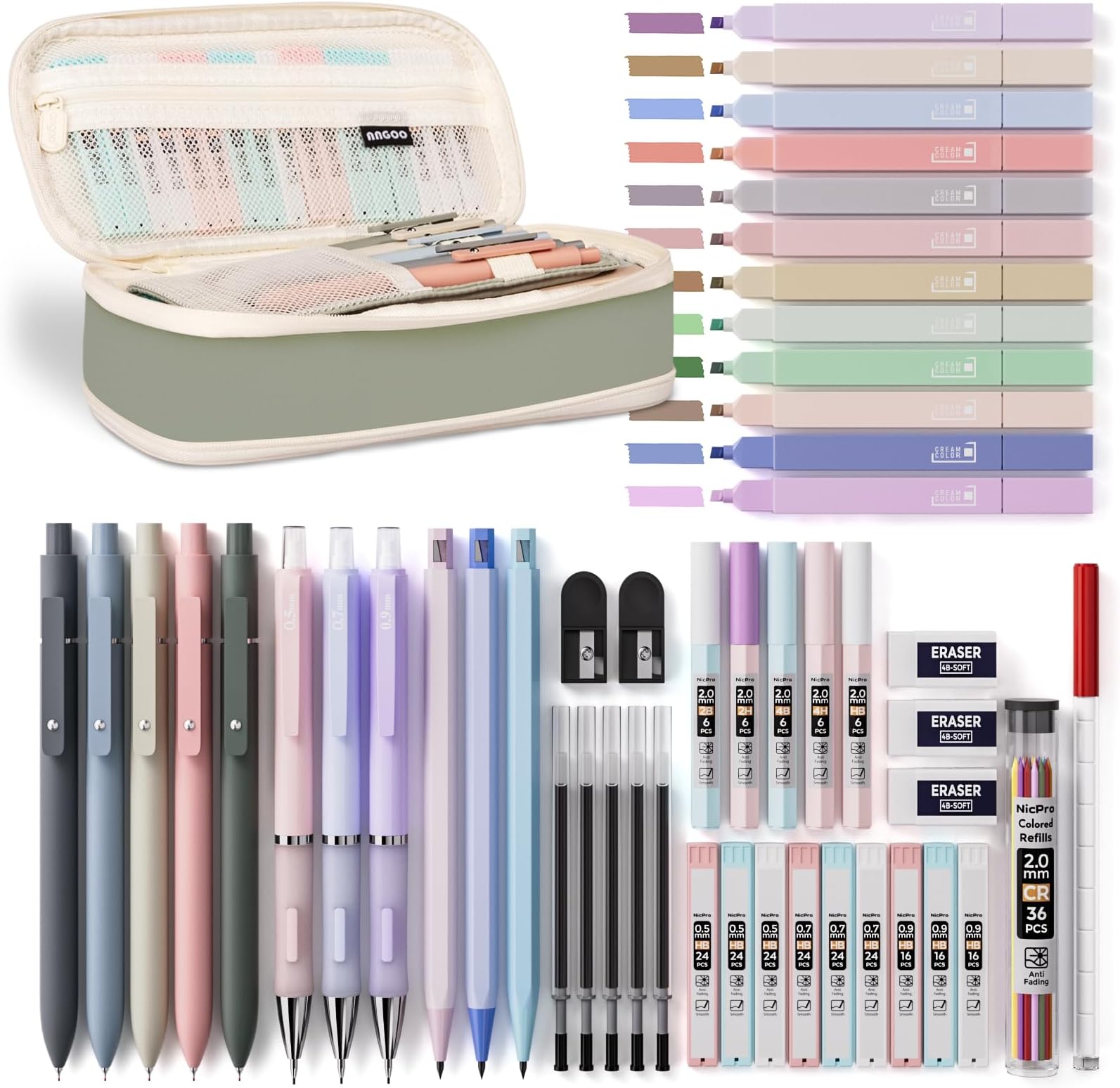 Amazon.com : Nicpro 47PCS Aesthetic School Supplies in Big Capacity Pen ...