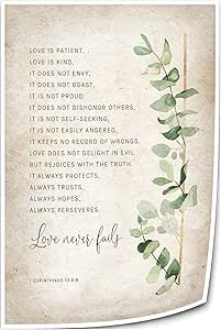 Amazon.com: Huroverf 1 Corinthians 13 4-8 Bible Scripture Wall Art ...