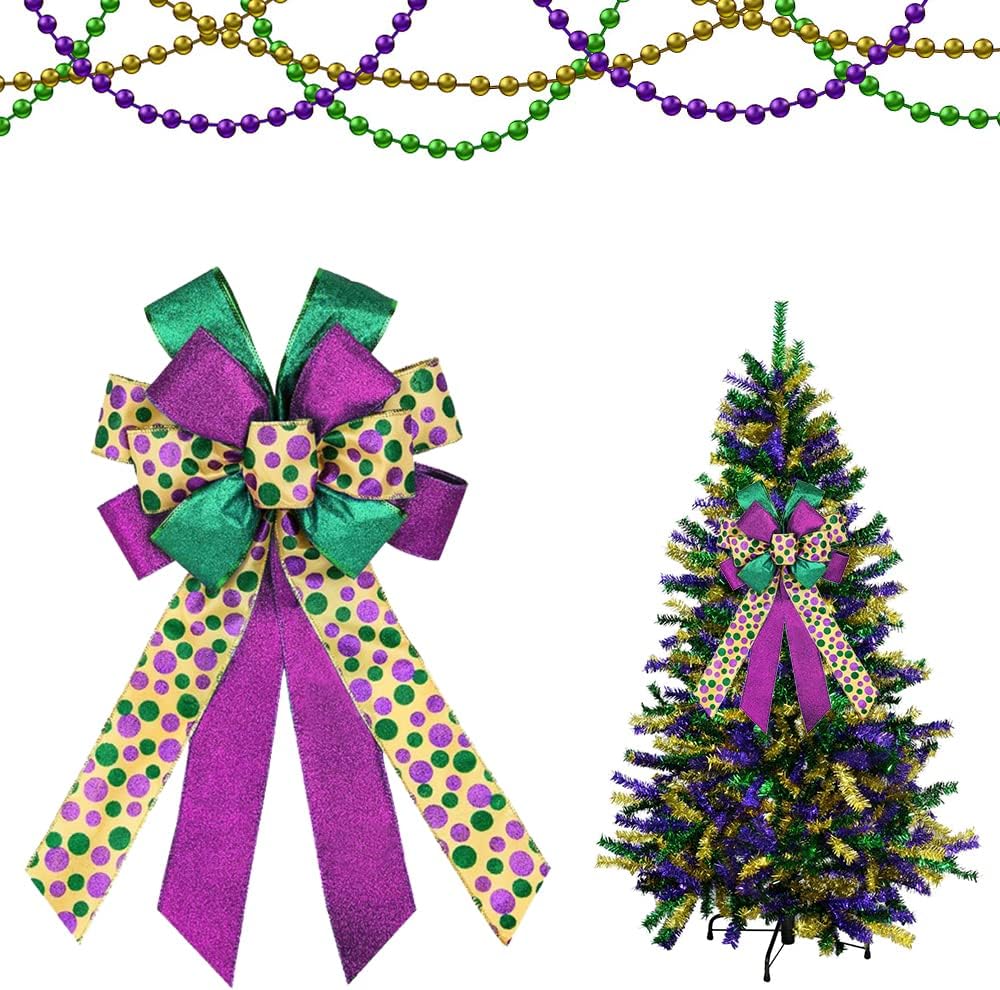 Amazon.com: Estivaux Large Mardi Gras Bows for Wreath, Mardi Gras ...