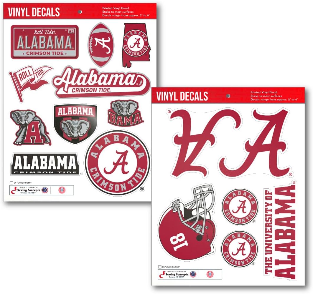 Amazon.com: Officially Licensed Multi-Pack Vinyl Decals (Alabama ...