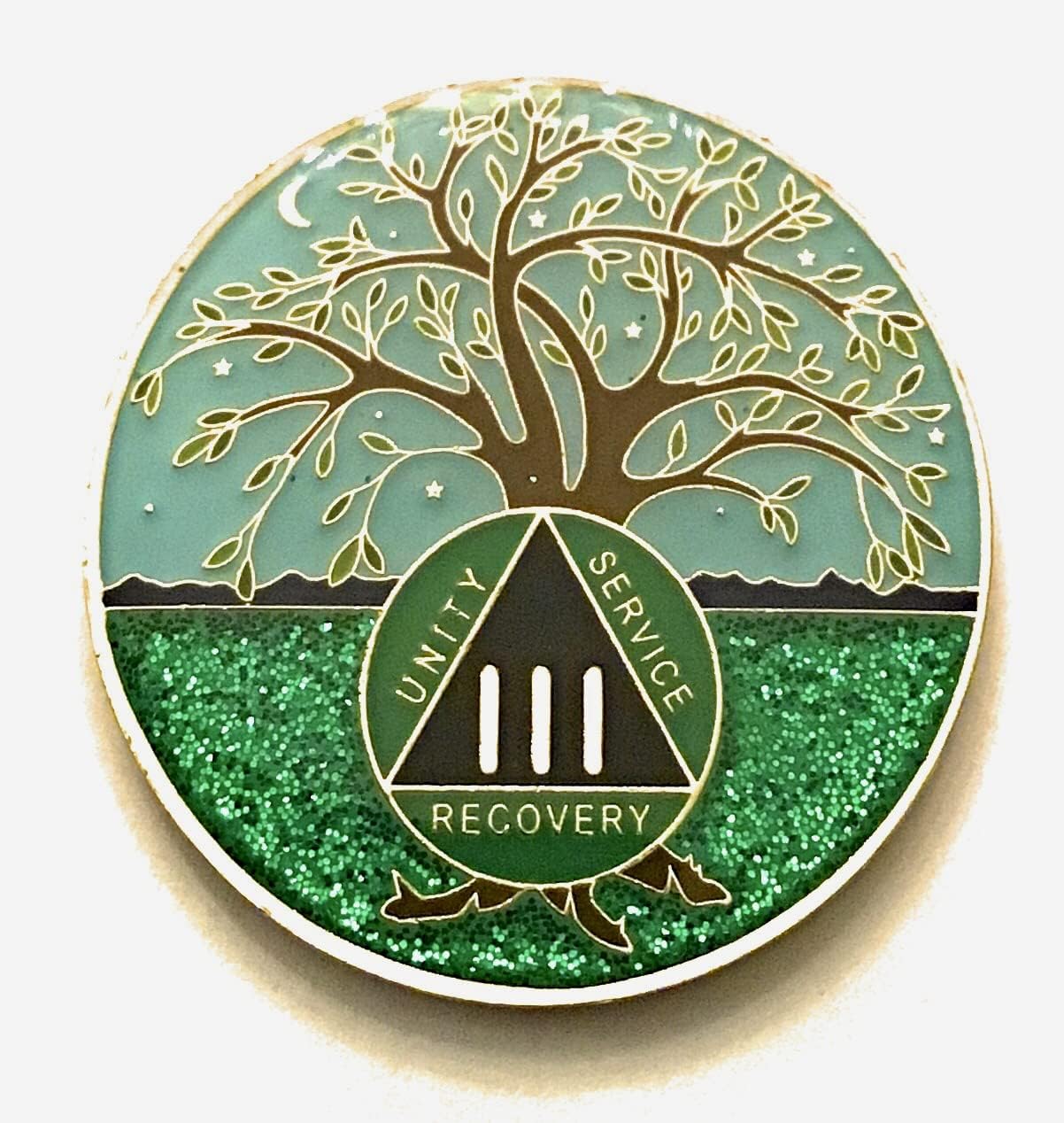 Amazon.com: 3 Year AA Medallion - Green & Blue Tree of Life ...