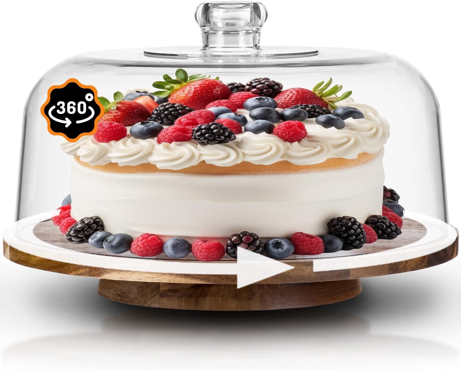 Amazon.com | Homesphere Rotating Cake Stand with Lid - 12 Inch Round ...