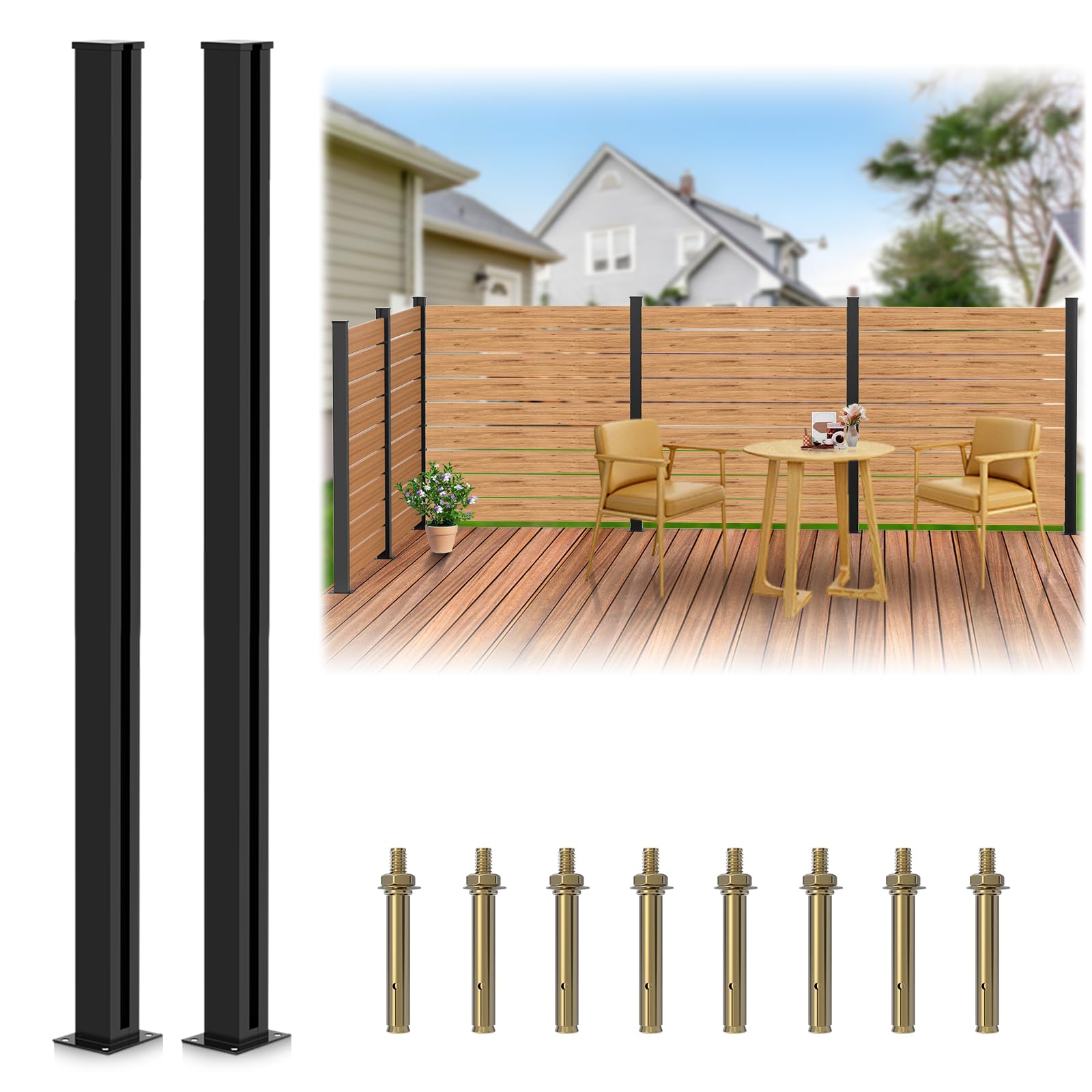 Amazon.com : 45" Fence Posts Aluminium Alloy Fence Post, 2 Pack End ...