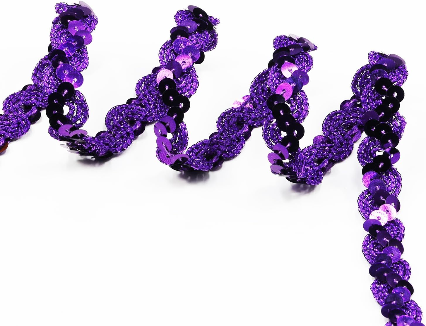 Amazon.com: 12 Yards，Wide 0.59 Inch Deep Purple Sequin Ribbon Trim for ...