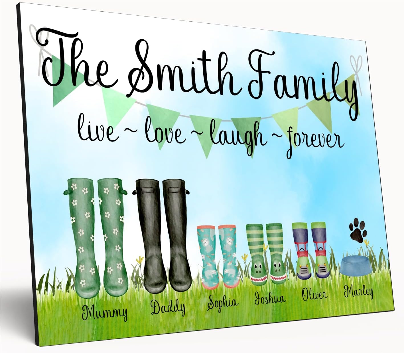 Personalised Family Welly Boot Sign Custom Wooden A4 Plaque Cute ...