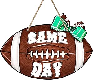 Amazon.com : Deroro Football Game Day Sign for Front Door Decor, Rugby ...