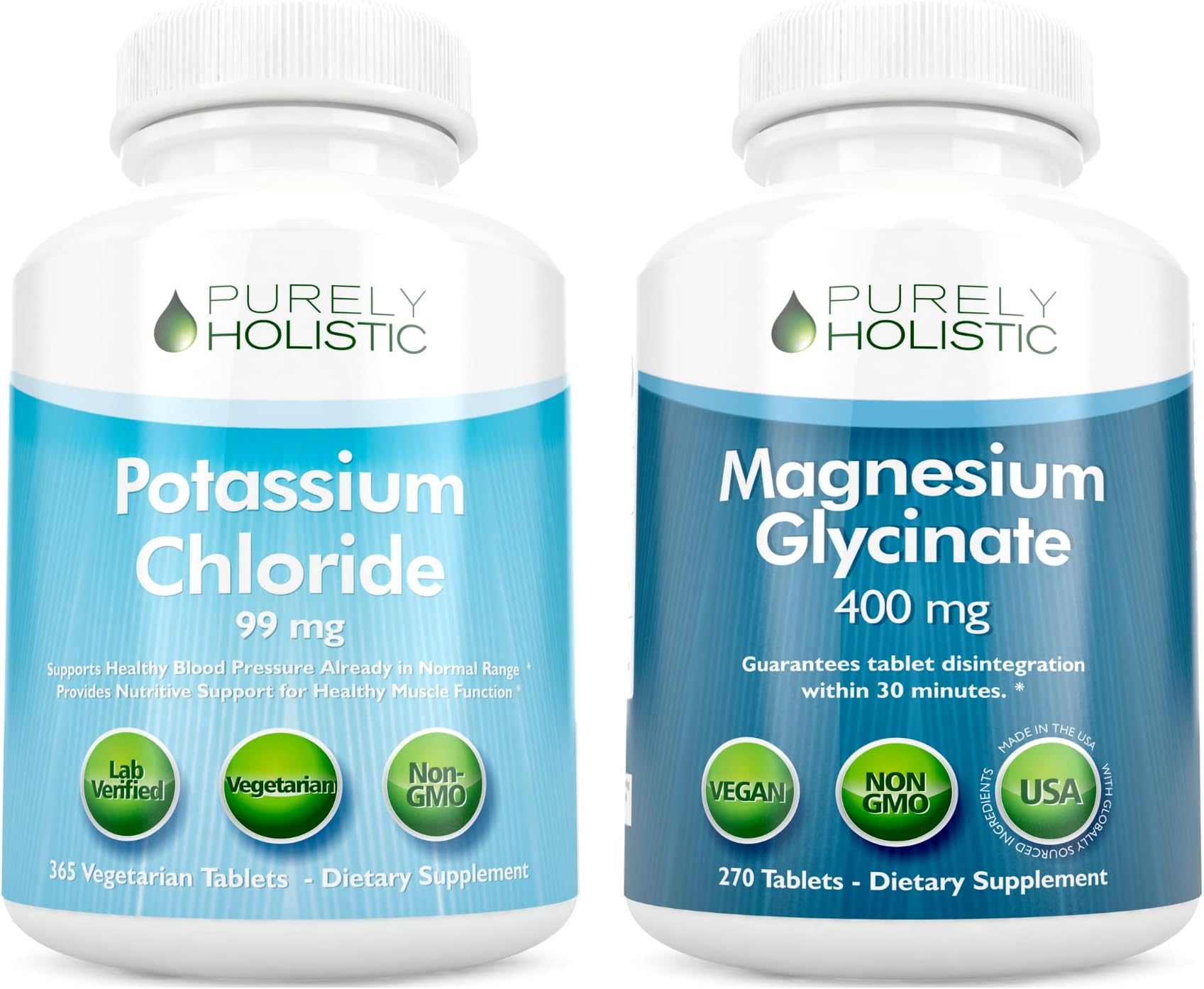 Amazon.com: Potassium Chloride 99mg + Magnesium Glycinate 400mg - 365 ...
