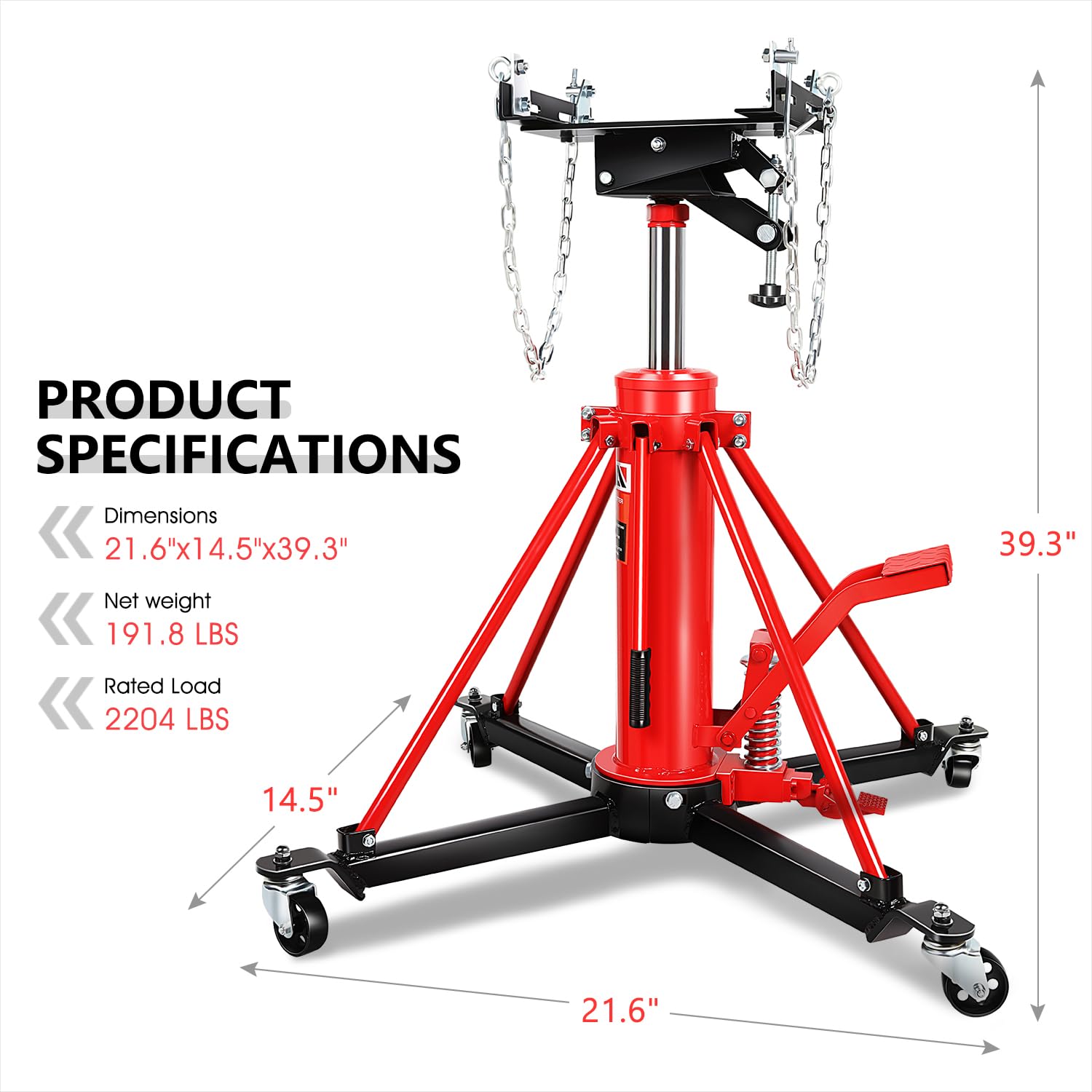 DNA MOTORING Hydraulic Transmission Jack - 1 Ton 2204 lbs Capacity High ...