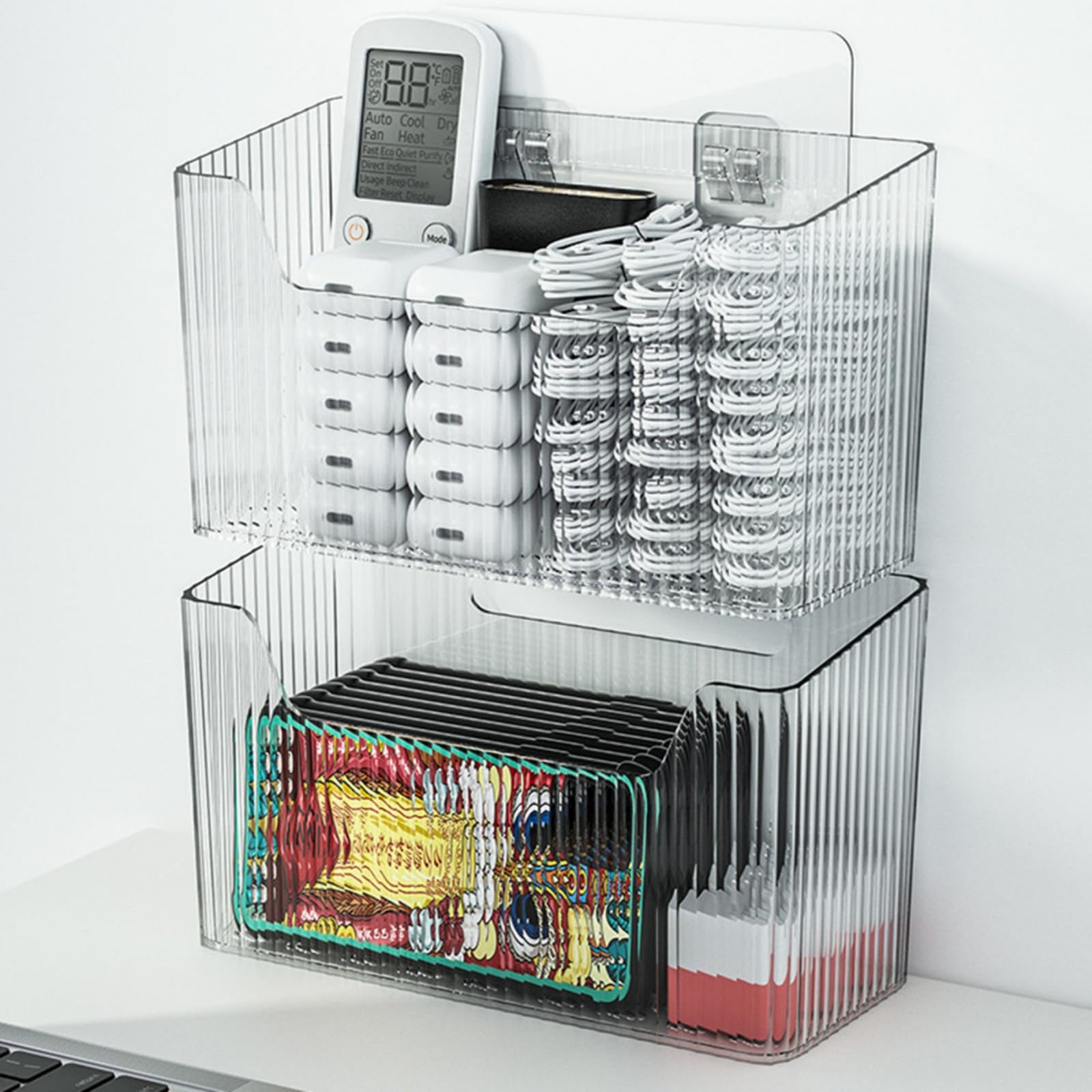 Amazon.com: MAKIOTEKO 2 Pack Storage Organizer Bins, Adhesive Cabinet ...