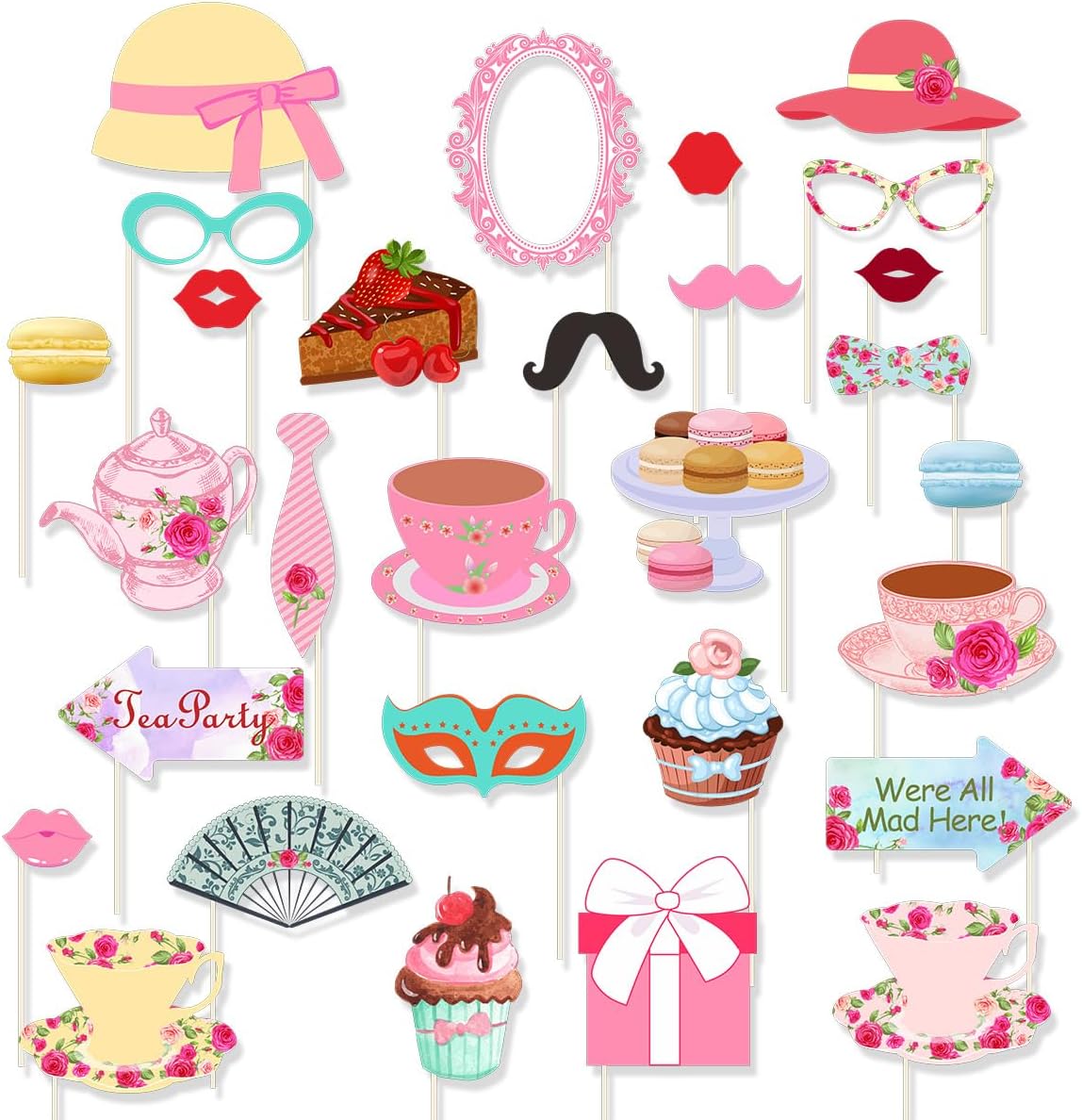 Amazon.com: Kristin Paradise 25Pcs Tea Time Photo Booth Props with ...
