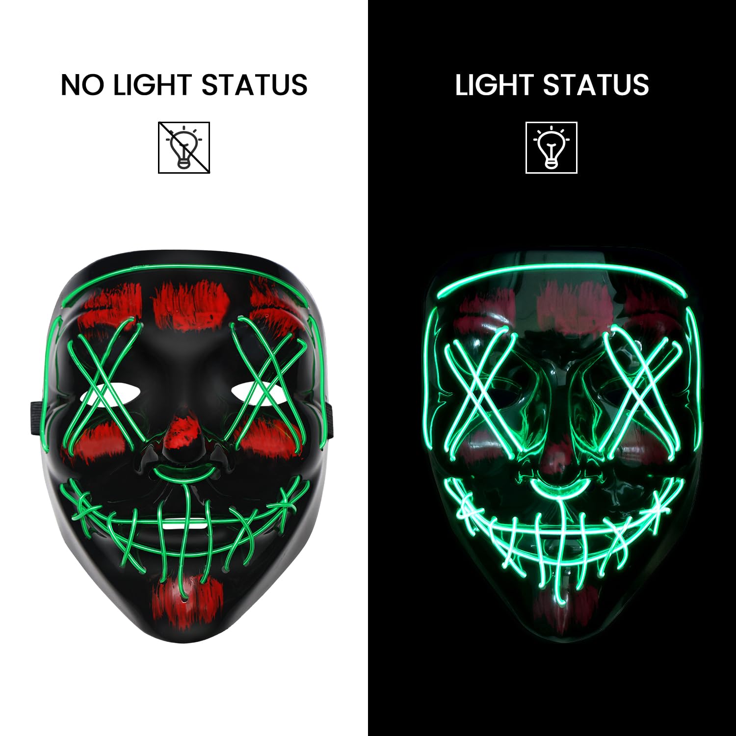 Snapklik.com : Halloween Purge Mask Light Up Scary Mask EL Wire LED ...