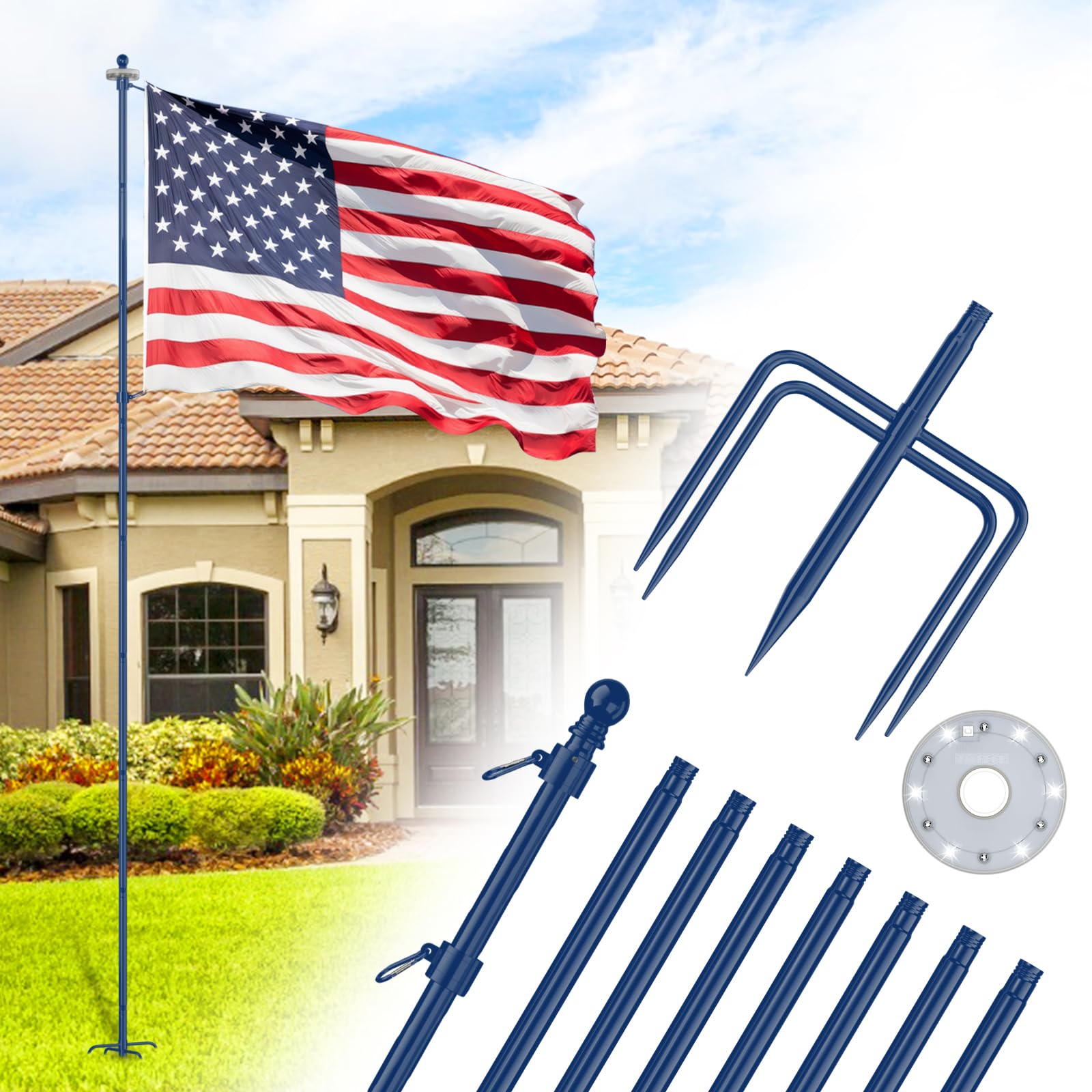 Snapklik.com : ZMTECH 10 FT Flag Pole In Ground