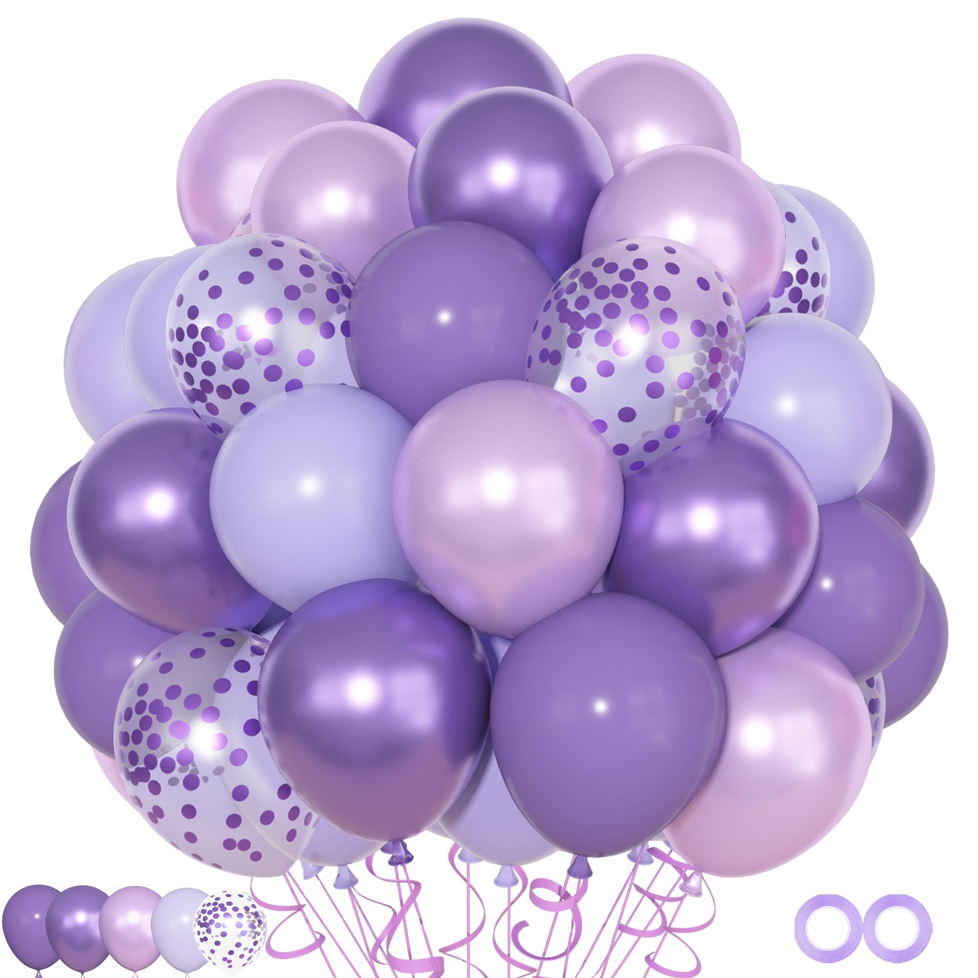 Amazon.com: 72Pcs Purple Balloons Set, Lavenfer Latex Balloon with ...