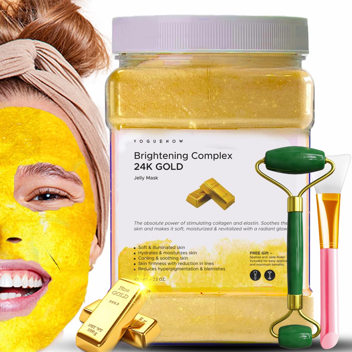 Amazon.com : VogueNow Jelly Face Mask for Facials - 24K Gold Hydrating ...