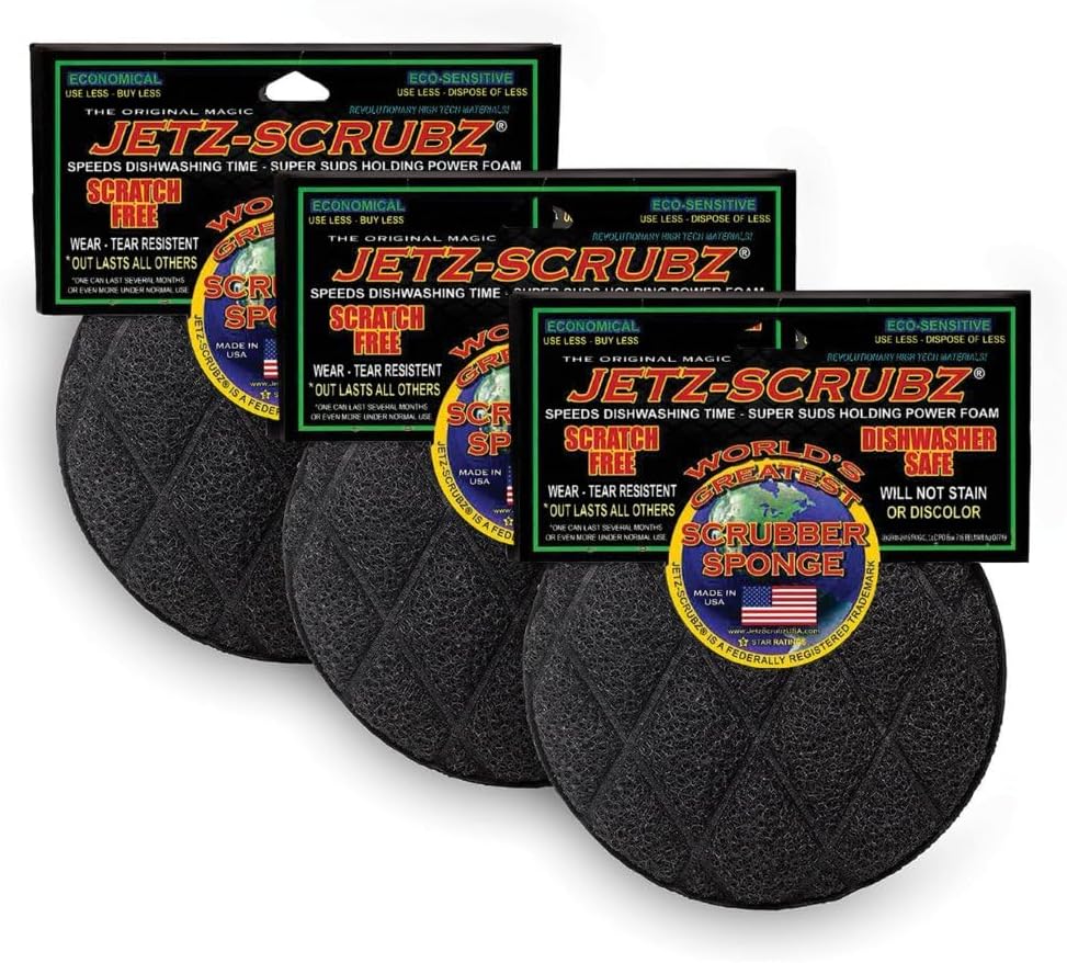 Amazon.com: Jetz-Scrubz Scrubber Sponge, J22/3, Round, Set of 3, Made ...