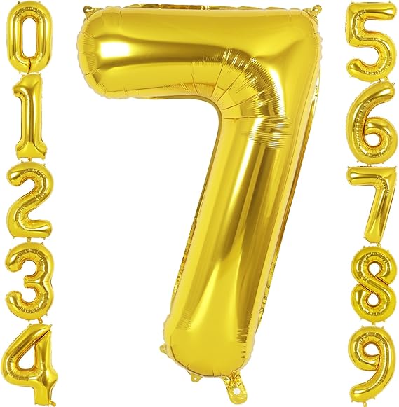 Amazon.com: Gold Number 7 Balloon 40 Inch, Big Large Foil Helium Number ...