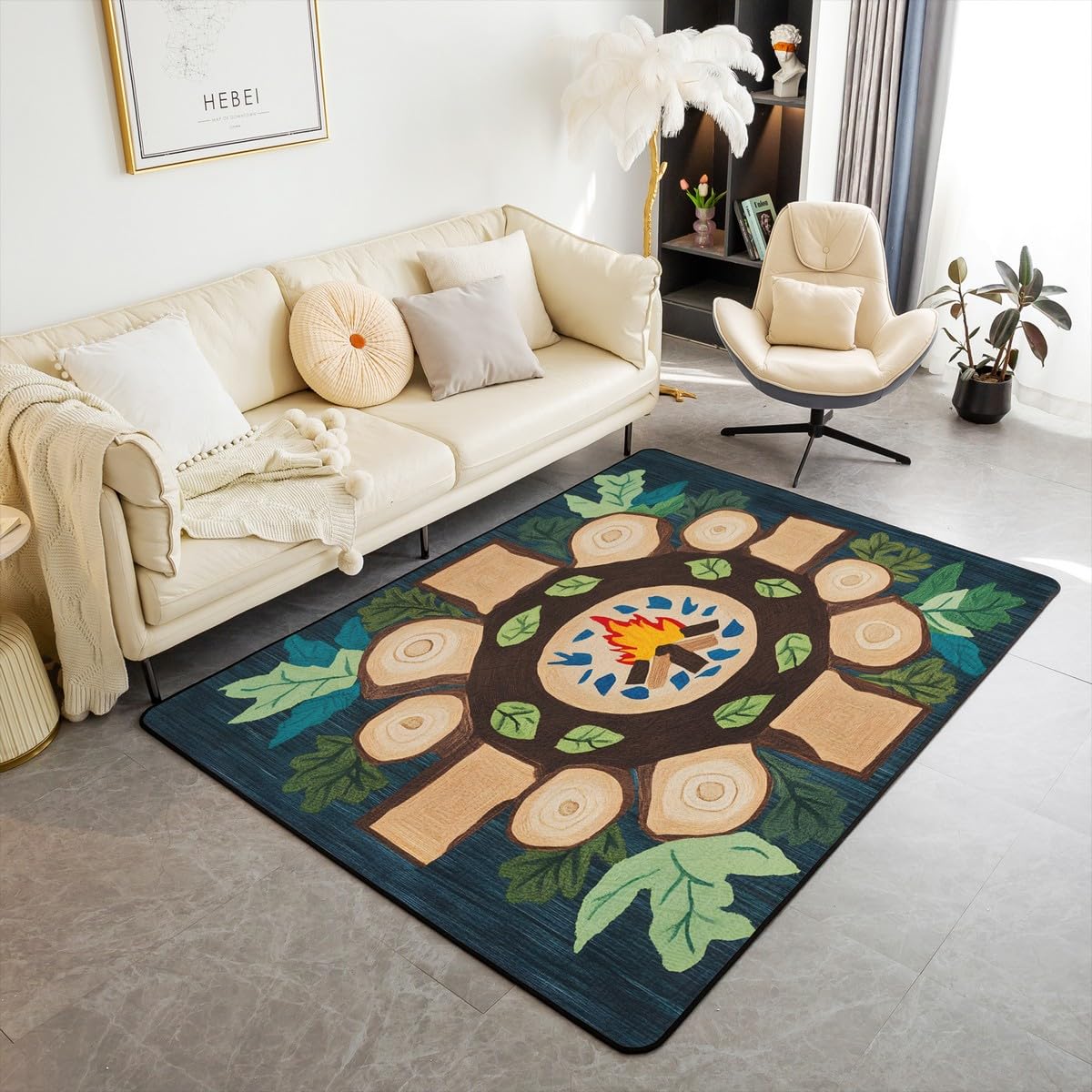 Amazon.com: Feelyou Campfire Play Area Rug 3x5 Woodland Forest Themed ...
