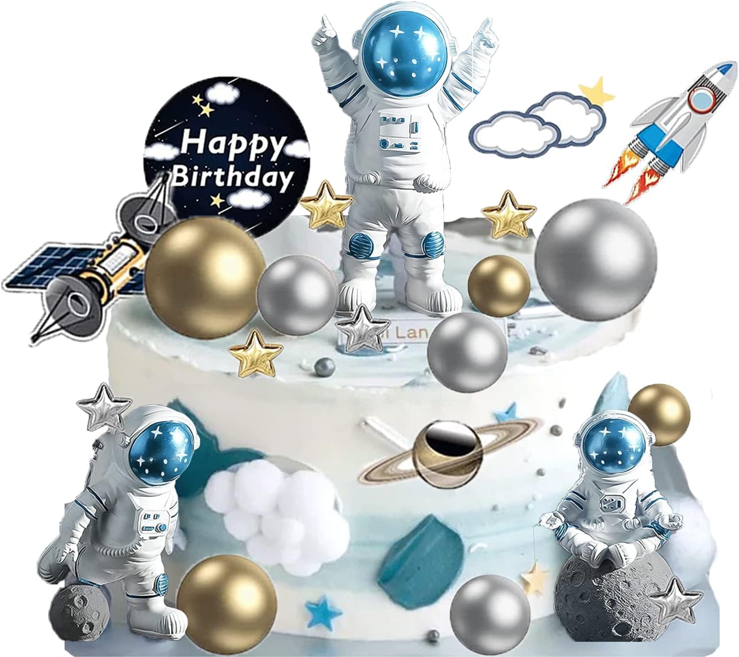 23Pcs Space Cake Topper, Rocket Cake Toppers Decoration Astronaut Doll ...